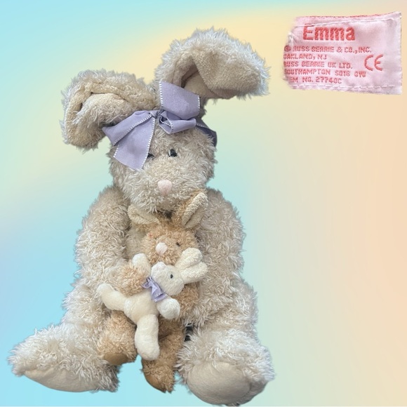 Russ | Toys | Vtg 9s Russ Berrie Emma Bunny Rabbit Mama Baby With Plush ...